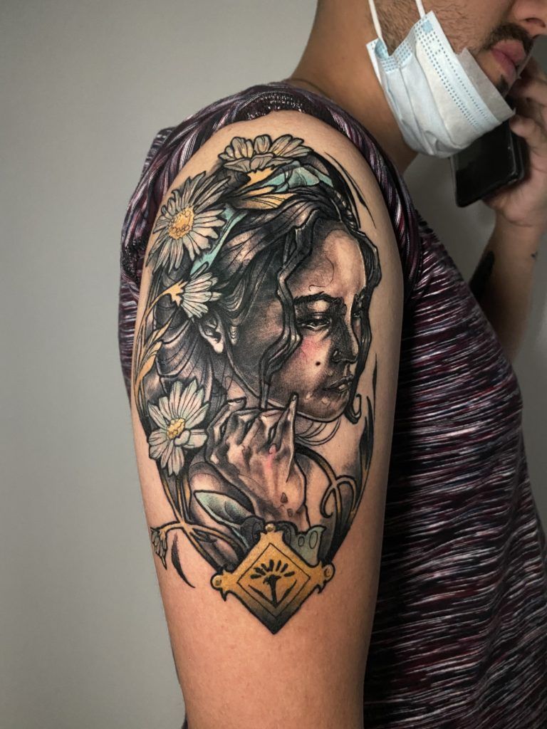 tatuaje retrato neotradicional